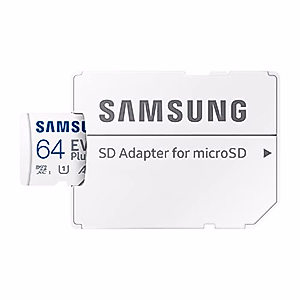 SAMSUNG EVO Plus w/ SD Adaptor 64GB Micro SDXC, Up-to 130MB/s, Expanded Storage for Gaming Devices, Android Tablets and Smart Phones, Memory Card, MB-MC64KA/AM, 2021