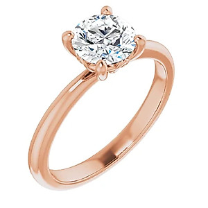 10K Solid Rose Gold Handmade Engagement Rings, 1 CT Round Cut Moissanite Diamond Solitaire Wedding/Bridal Rings for Women/Her, Minimalist Anniversary Ring Gifts (8)