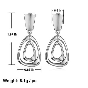 Silver Geometry Drop Clip On Earrings for Women Clip Earrings Fashion Earrings