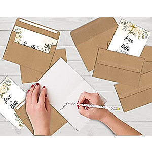 A7 Kraft Invitation Envelopes, 100-Pack, Use with 5 x 7 inch Cards, Strong Bond Paper, by Better Office Products, Straight Flap with Peel and Stick Closure, 100 Pack (5.25 x 7.25 inch)