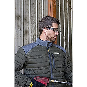 Caterpillar Tread Safety Glasses, Black and Yellow, Blue Mirror, Unisex