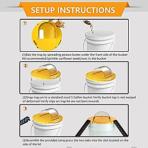 flip and Slide Mouse Trap- Reusable Live Rat Mouse Trap 5 Gallon Bucket Lid Rat Trap-Trap Door Style-Humane or Lethal-Indoor Outdoor(Without Barrel) (2pcs)