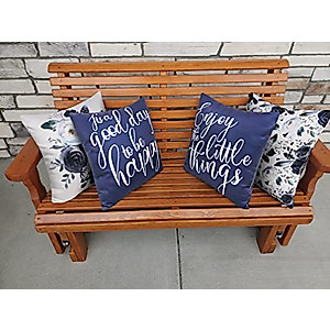 Merrycolor Set of 4 Outdoor/Indoor Pillow Covers 18x18 Waterproof Navy Blue and White Floral Decorative Pillow Covers Outdoor Pillows for Patio Furniture