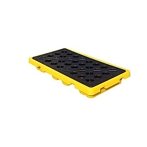 Rygcrud 1PCS Drum Spill Containment Pallet, Modular Containment Platform, Industrial Stackable Oil Drum Spill Pallet with Drain, Grating Tray for Garage Basement(90 L/130X68X17.5 CM)