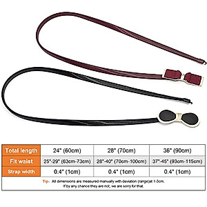 Glamorstar 2 Pieces Metal Stretch Elastic Waist Belt Skinny Thin Belt for Women Dress Set 2-Red Black