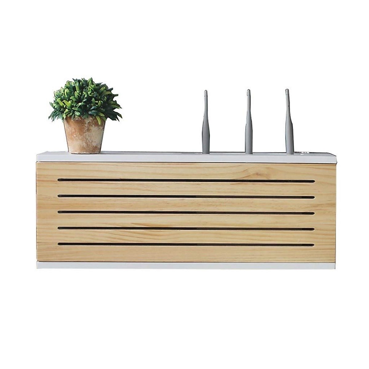 Solid Wood Network Set-top Box Wall Mounted Router Storage Box TV Lower Row Socket Occlusion Box Wireless WiFi Router Shelf (Size : Length 80cm)
