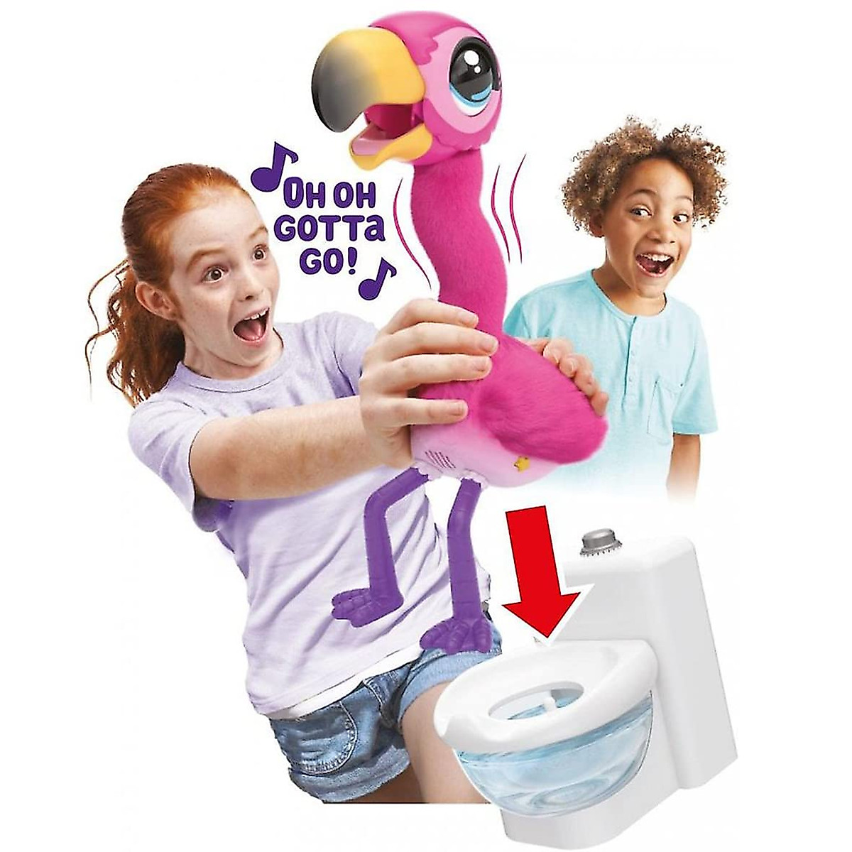 Little Live Pets Gotta Go Flamingo | Interactive Plush Toy That Eats, Sings, Wiggles, Poops and Talks (Batteries Included) | Reusable Food. Ages 4+, Multicolor (26222)