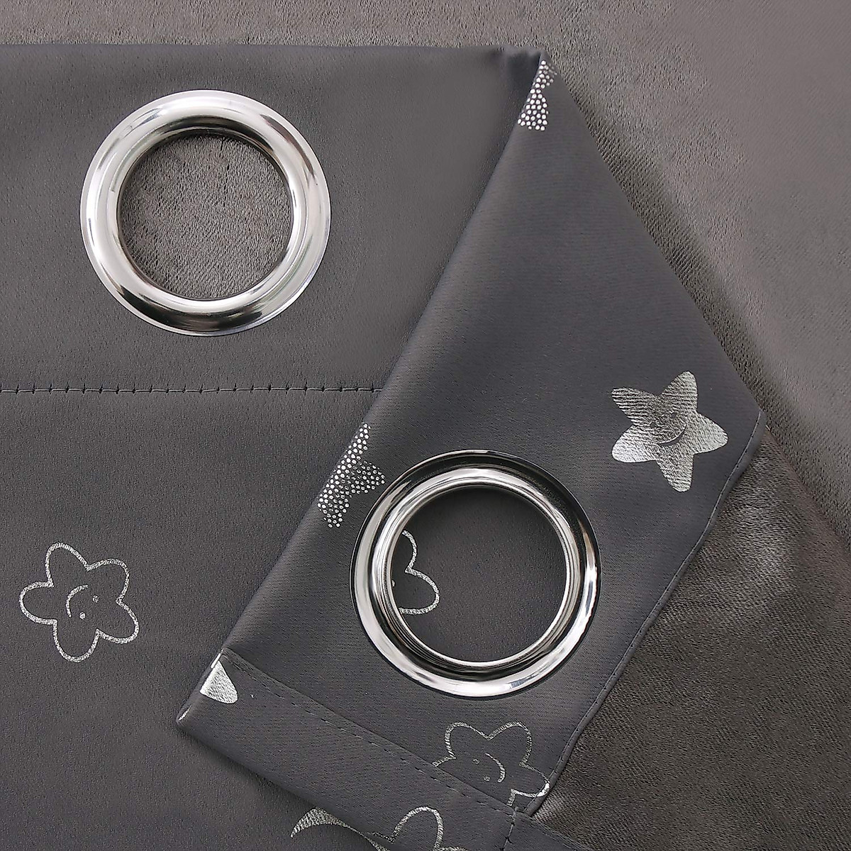 BGment Kids Curtains for Nursery, Star and Moon Blackout Curtains for Boys Girls Bedroom 63 Inch Length, Room Darkening Thermal Insulated Grommet Curtains for Baby, Dark Grey, 2 Panels of 42 x 63 Inch