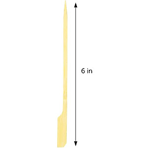 DecorRack 100 Natural Bamboo Paddle Picks, 6 inch Wood, Barbecue, Kabob Skewers for Grill, Appetizers, Fruit Sticks, Cocktails Picks (100 pack)