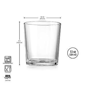 Glaver's Whiskey Glasses Set of 4, 13 oz. Barware, Old Fashioned Glasses for, Whisky, Juice, Scotch, Bourbon, Liquor, and Cocktails.