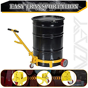 Tandagy 55 Gallon Drum Dolly 1200lbs Capacity Oil Drum Cart with Pivoting T Handle Low Profile Oil Barrel Drum Roller Cart Heavy Duty Oil Drum Caddy with Rotating Wheels for Workshop Factory Warehouse