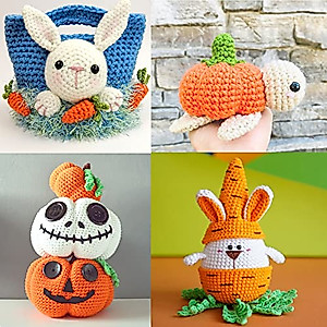 3 Pack Beginners Crochet Yarn Green White Orange Cotton Crochet Yarn for Crocheting Knitting Beginners with Easy-to-See Stitches Cotton-Nylon Blend Crochet Yarn for Beginners Crochet Kit(3x50g)