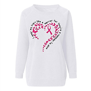 My Orders Womens Breast Cancer Distressed Sweatshirt Pink Ribbon Graphic Vintage Crewneck Sweatshirt Fight Cancer Long Sleeve Tops