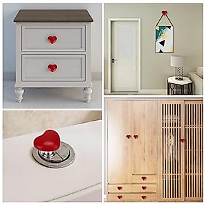 Love Heart Shaped Toilet Tank Button Toilet Press Tool Women Manicures Toilet Lid Cover Lifter Handle Sticky Drawer Pull Handle Toilet Flush Tank Button Aid Bathroom (Red)