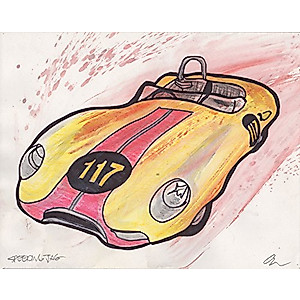 Speeding Jaguar drawing