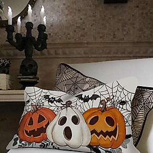 AACORS Halloween Pillow Cover 12X20 Inch Pumpkin Jack-O'-Lanterns Bat Web Decoration Holiday Farmhouse Pillow Case Decor for Home Sofa Couch AA306-12