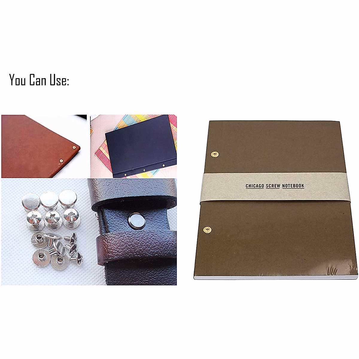 Juvielich Screw Post Fit for 1/8"(4mm) Hole Dia,20 Sets Female M4x20mm Chicago Screw Binding Screw Post Belt Buckle Binding Bolts Leather Fastener for Scrapbook Photo Albums Binding,DIY Enthusiasts