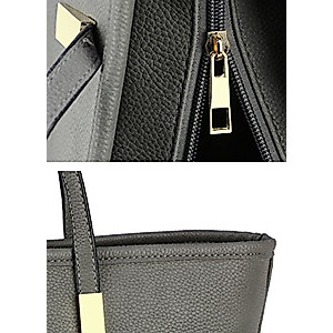 Simple Solid Color Pu Leather Top Handle Satchel Handbags for Women Shoulder Bags(Grey)