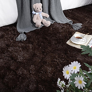 DETUM Dark Brown Runner Rug 2X6 for Hallyway Entryway Kitchen Fluffy Area Rugs for Bedroom Soft Kids Room Rugs Machine Washable Nonslip Carpets Modern Home Decoration