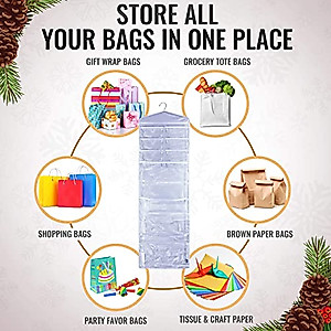 Regal Bazaar Large Double-Sided Hanging White Gift Bag Organizer & Dual-Sided Hanging White Gift Wrap Organizer - Two Great Hanging Organizer Products for Your Home