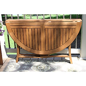 Overstock Eilaf Eucalyptus Round Folding Outdoor Dining Table - 43 inches