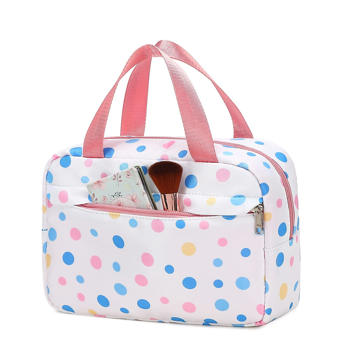 Makeup Bag for Girls Women Cute Travel Cosmetic Tote Bag Large Make Up Organizer Toiletry Bags Waterproof Zipper Pouch Purse