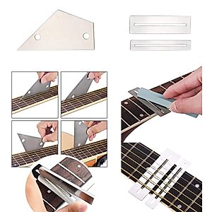 Guitar Tool Kit Repairing Maintenance Tools String Organizer String Action Ruler Gauge Measuring Tool Hex Wrench Set Files Fingerboard Guard Understring Radius Gauges Guitar Fret Rocker Leveling