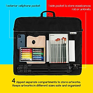 MEEDEN Art Portfolio Case 24" x 29" Waterproof with 6 Pockets, Art Portfolio Bag 600D Oxford, Artist Portfolio Portfolio Folder for Artwork, Canvas, Photography, Poster, Solar Panel, Hold up to 22 Lbs
