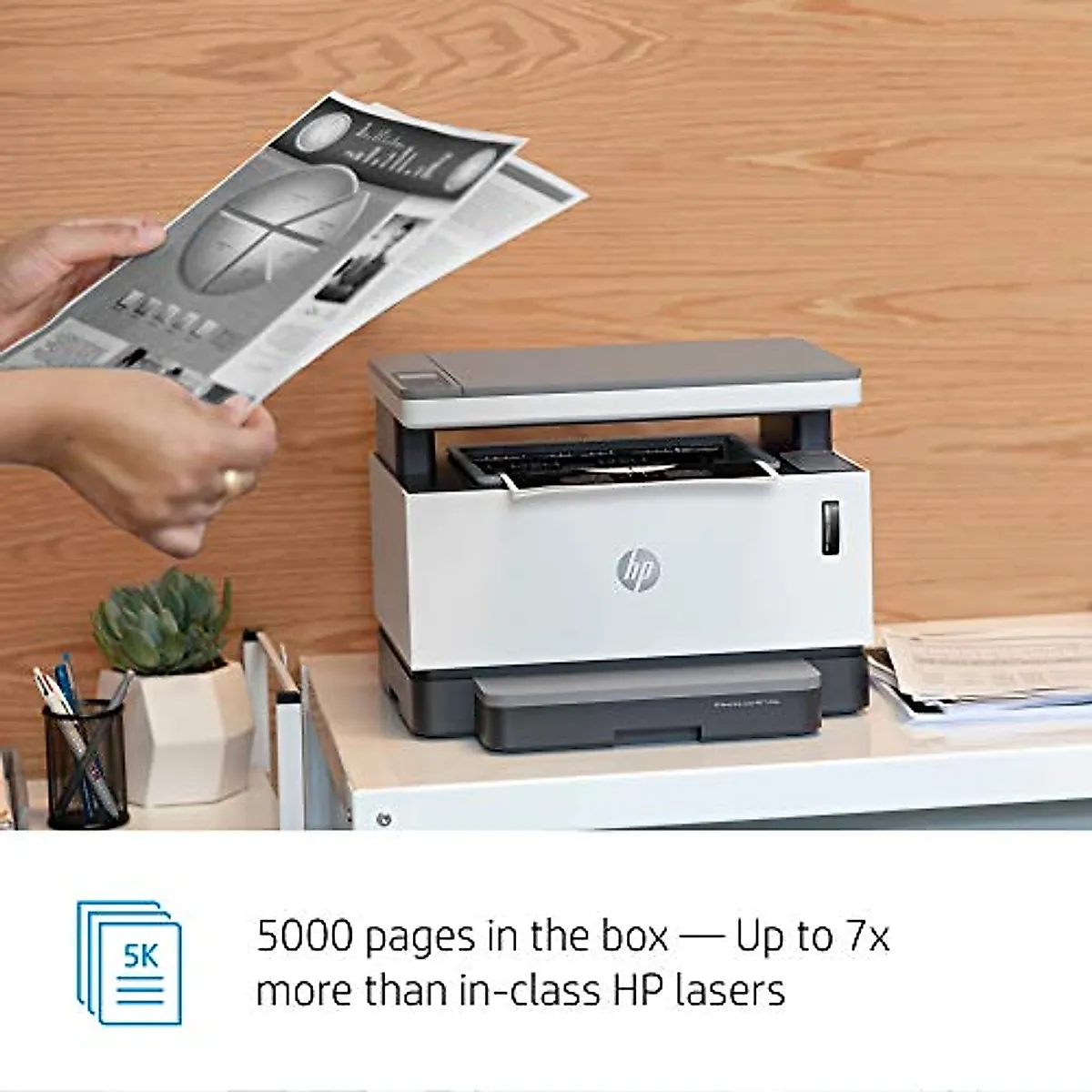HP Neverstop Laser MFP 1202w Wireless Monochrome All-in-One Printer with cartridge-free toner tank, comes with up to 5,000 pages of toner in the box (5HG92A)