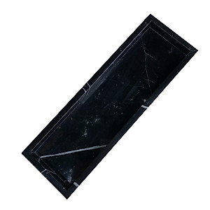 StonePlus Natural Marble Smooth Storage Countertop Tray for Seasonings, Utensils, Candles,Perfume (Black Marquina)