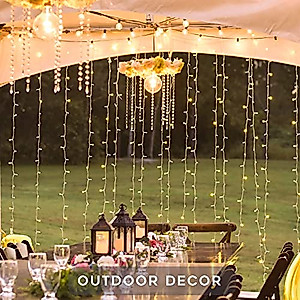 suddus Curtain Lights for Bedroom, 200 Led 6.5ft x 6.5ft Hanging String Lights Outdoor, Fairy Curtain Lights Indoor for Christmas, Wall, Backdrop, Window, Wedding, Party, Brithday Decor, Warm White