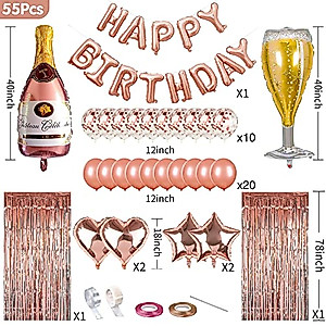 BBeitoo Rose Gold Birthday Party Decorations Set 12inch Rose Gold Confetti Balloon 30th 40th 50th 60th Birthday Balloons for Women