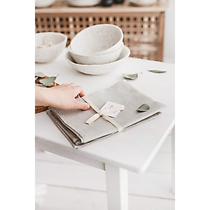 Pure 100% Linen Flax Washcloths - 4-Pack Natural Linen Dish Towels and Dish Cloths Set - Tea Towel Cloth Napkins - Small Hand Towels for Kitchen