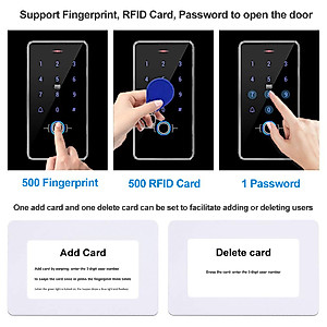 HFeng Outdoor IP68 Waterproof RFID Access Control Keypad Fingerprint Biometrics Access Controller WG26/34 Card Reader + 10pcs 13.56MHz Keyfobs for Home/Office