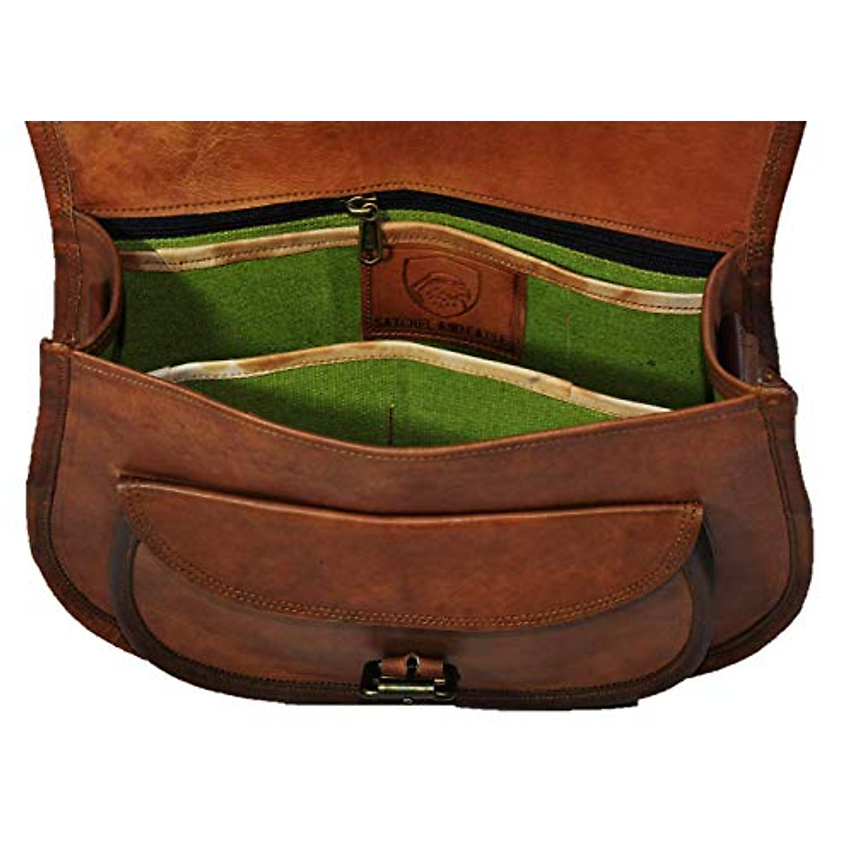 Satchel And Fable Handmade Women Vintage Style Genuine Brown Leather Cross Body Shoulder Bag Handmade Purse