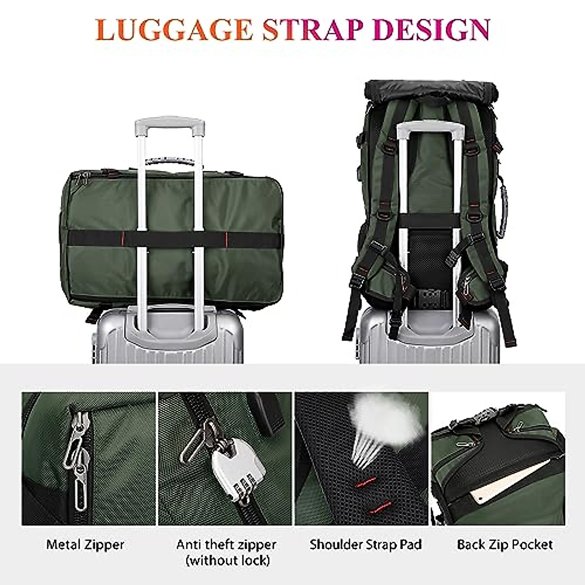 WITZMAN Carry On Travel Backpack for Men Duffle Bags Fit 17 Inch Laptop Airline Approved Laptop Backpack(B685 Army Green)