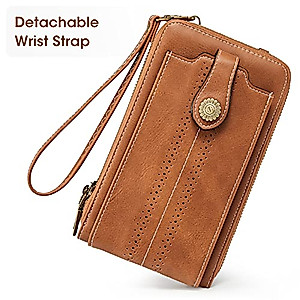 Kattee Genuine Leather Satchel Handbags Bundle with RFID Blocking Women Corssbody Cellphone Purses Wallets