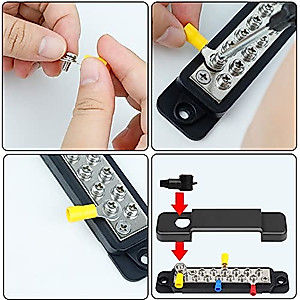 DIKJAK 180A 12-48V Bus Bar, 12 Terminal Power Distribution Block with 32 Wire Lugs, Distribution Block Terminal Block for Car Audio, Solar System, Marine Use