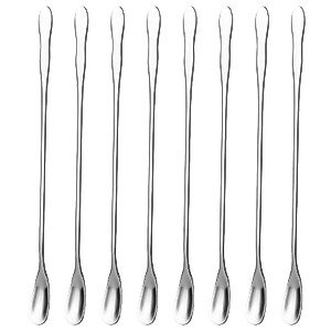 8 PCS Stainless Steel Coffee Stirring Spoon Stirrers Mixing Spoon Drink Stirrer Long Spoon Reusable Cocktail Stir Sticks Stirring Tea Spoon 7.87 Inch Bar Spoon for Stirring Coffee Cold Drink