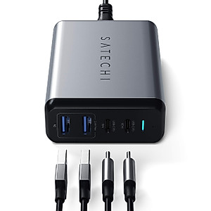 Satechi 75W Dual Type C PD Travel Charger Adapter with 2 USB C PD & 2 USB 3.0 - Compatible with 2020/2019 MacBook Pro, 2020 MacBook Air, M1 iPad Pro/Air, iPhone 14 Pro Max/14 Pro/14/14 Plus