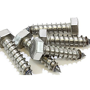 Bolt Dropper 3/8" x 1-1/2" Stainless Hex Head Lag Bolt Screws, (25 Pack), 304 (18-8) Stainless Steel Coach Bolts/Large Screws for Wood with Plain Finish by Bolt Dropper