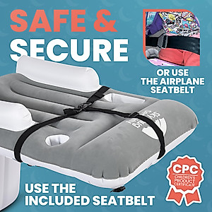 Toddler Airplane Bed - Inflatable Airplane Bed for Kids with Blanket & Neck Pillow Included - Fits All Seats, with Cup Holder - Comfortable and Durable - Easy to Inflate Deflate and Clean
