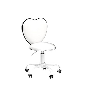 DM Furniture Swivel Kids Desk Chair Faux Leather Student Living Room Chair Thick Padded Adjustable Swivel Chair for Girls and Boys (White Seat)