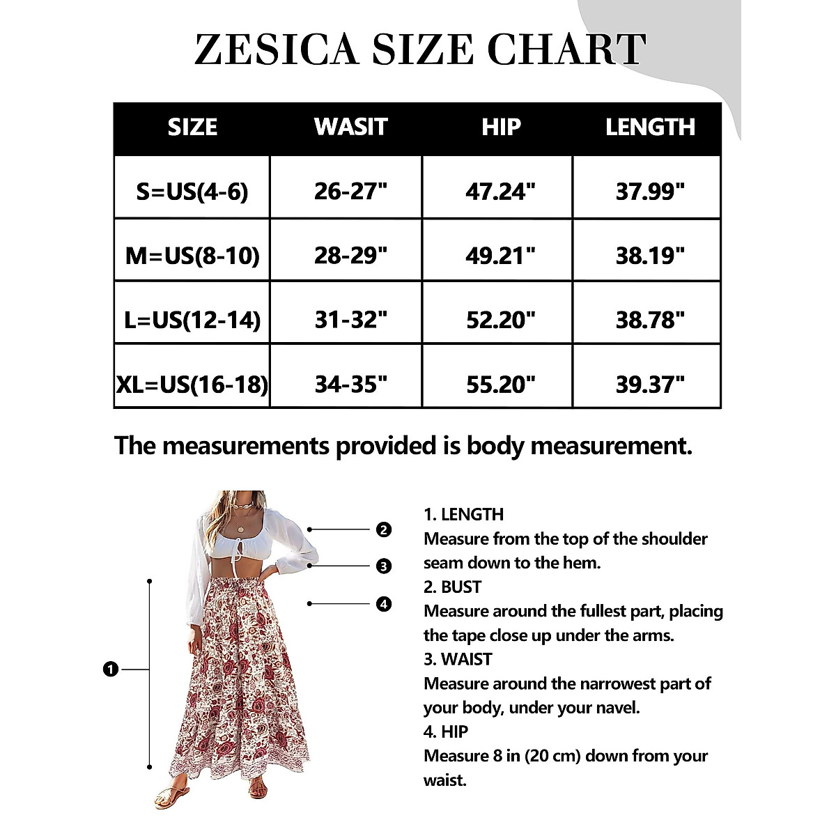 ZESICA Women's 2025 Summer Bohemian Floral Printed Elastic Waist A Line Maxi Skirt with Pockets,Floral White,Medium