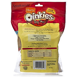 Hartz Oinkies Natural Smoked Pig Skin Twist Dog Treat Chews - 20 Pack
