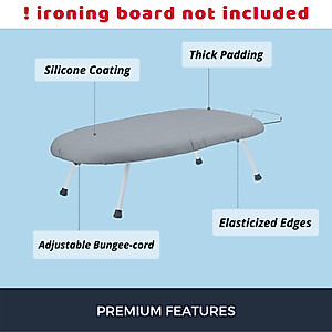 SAVUK 12 X 30 inch Smart Table top Ironing Board Cover and Pad with Standard Size, Fits Small, Mini Board, Extra Thick Padding, Elastic Cord, Heat Resistance (Replacement Cover and Pad 12"x30")