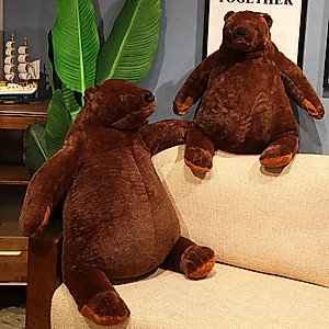 MIAOHAHA 23.6in Dark Brown Teddy Bear Plush Toy Simulation Djungelskog Teddy Bear Stuffed Animal Doll Home Decor Gift for Kids and Friends (23.6inch/60cm)