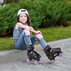 Toddler Roller Skates for Girls Kids Ages 3-5 Adjustable 4 Sizes Small Size