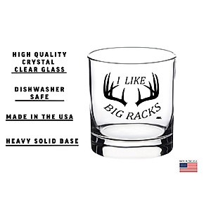 Rogue River Tactical Funny I Like Big Racks Hunting Old Fashioned Whiskey Glass Drinking Cup Gift For Hunter