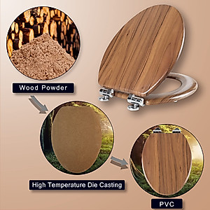 Elongated Toilet Seat Molded Wood Toilet Seat with Quietly Close and Quick Release Hinges, Easy to Install also Easy to Clean by Angol Shiold (Elongated, Natural)